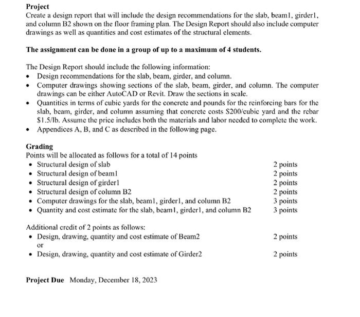 Solved Project Create a design report that will include the | Chegg.com