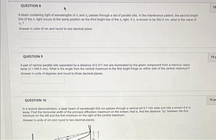 Solved A beam containing light of wavelengths of λ1 and λ2 | Chegg.com