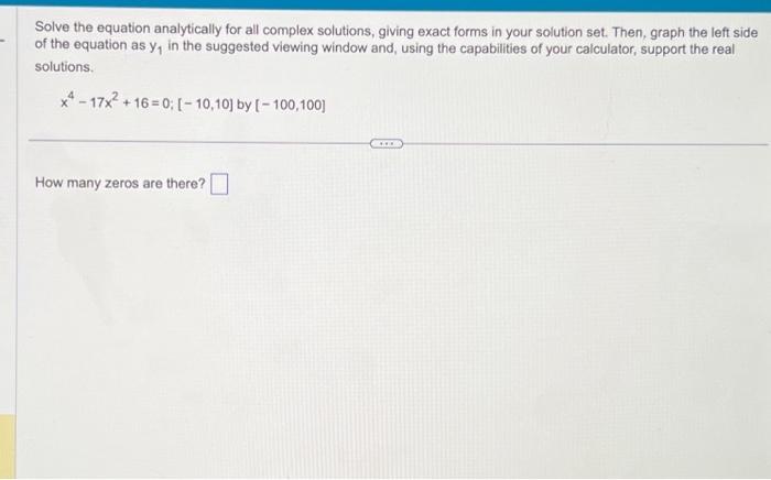 Solved Solve the equation analytically for all complex | Chegg.com