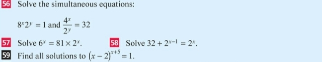 Solved 56 ﻿Solve the simultaneous equations:8x2y=1 ﻿and | Chegg.com