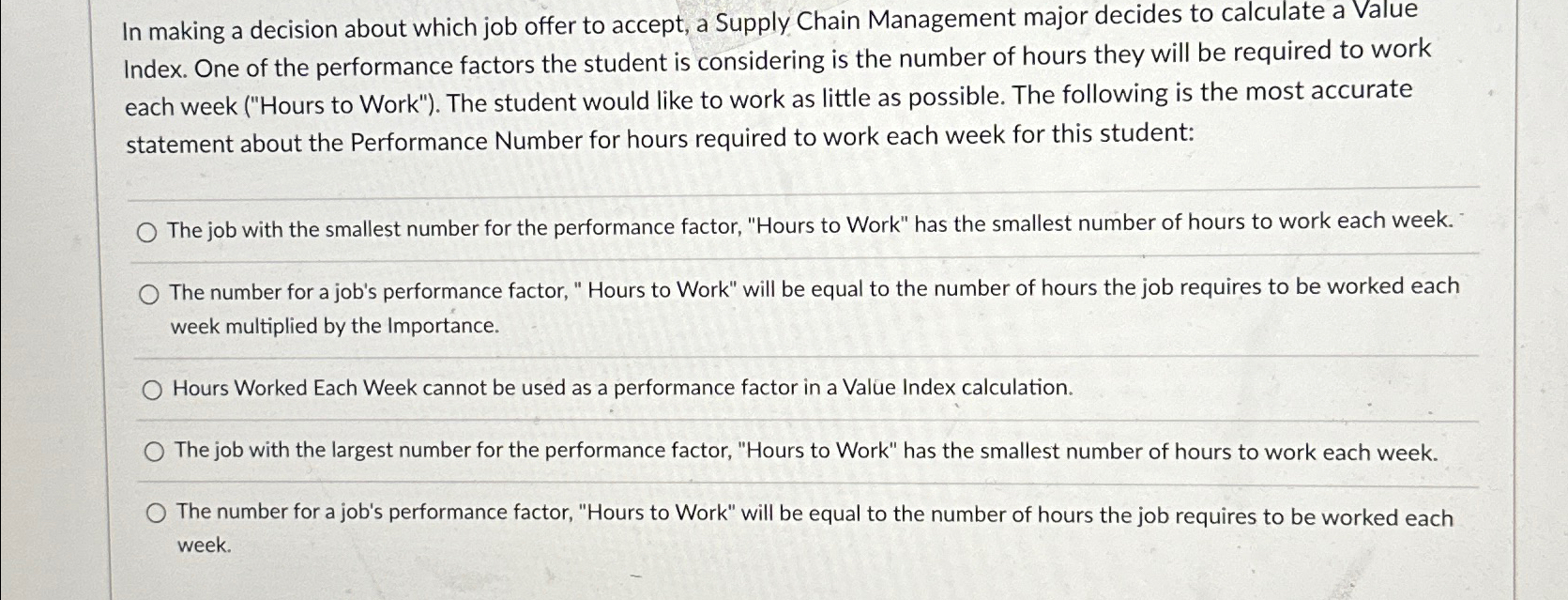 Solved In making a decision about which job offer to accept, | Chegg.com