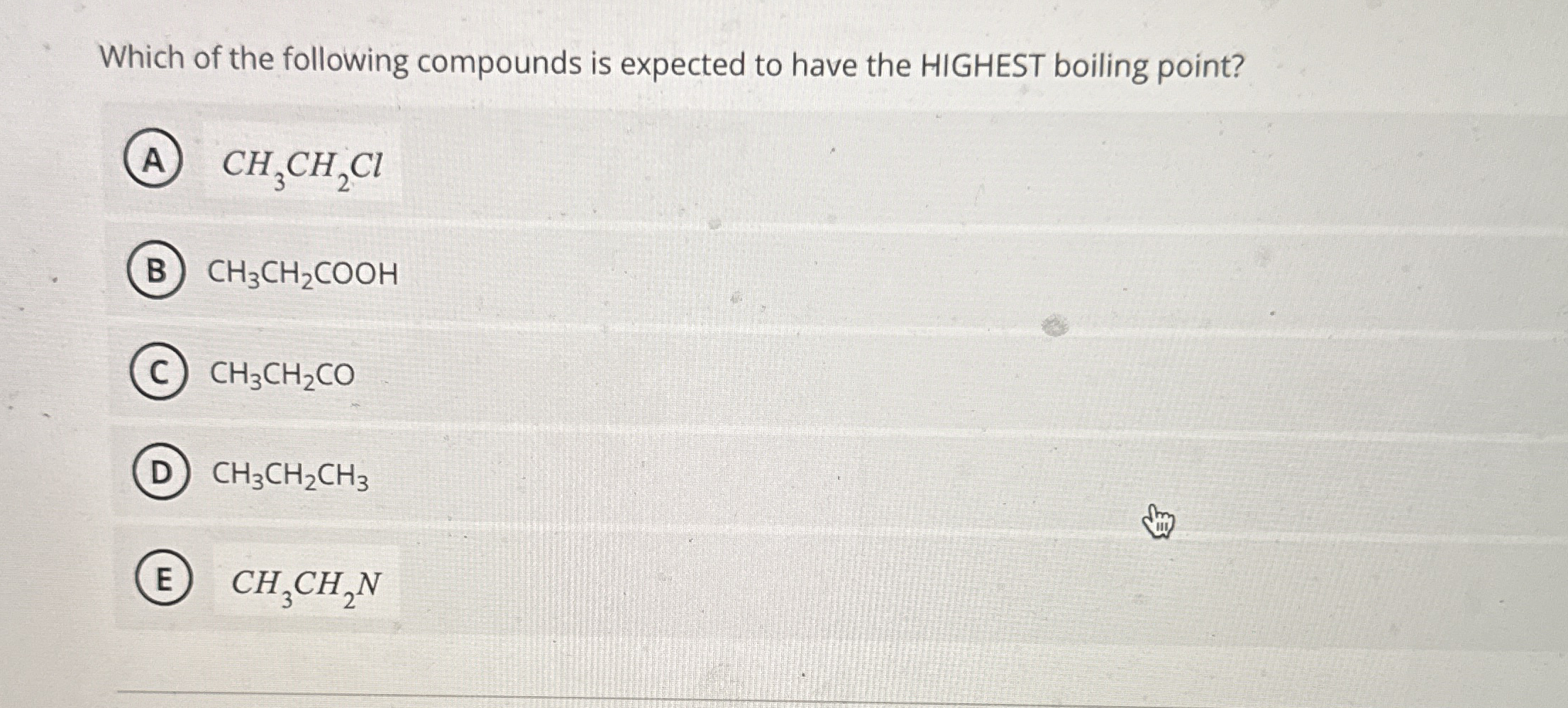 Solved Which of the following compounds is expected to have | Chegg.com