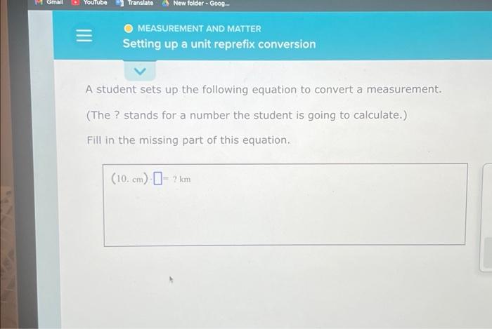 Solved MEASUREMENT AND MATTER Setting up a unit reprefix | Chegg.com