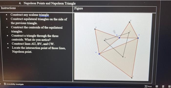 Solved 4. Napoleon Points and Napoleon Triangle Instructions | Chegg.com