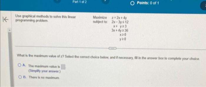 Solved Use graphical methods to solve this linear | Chegg.com