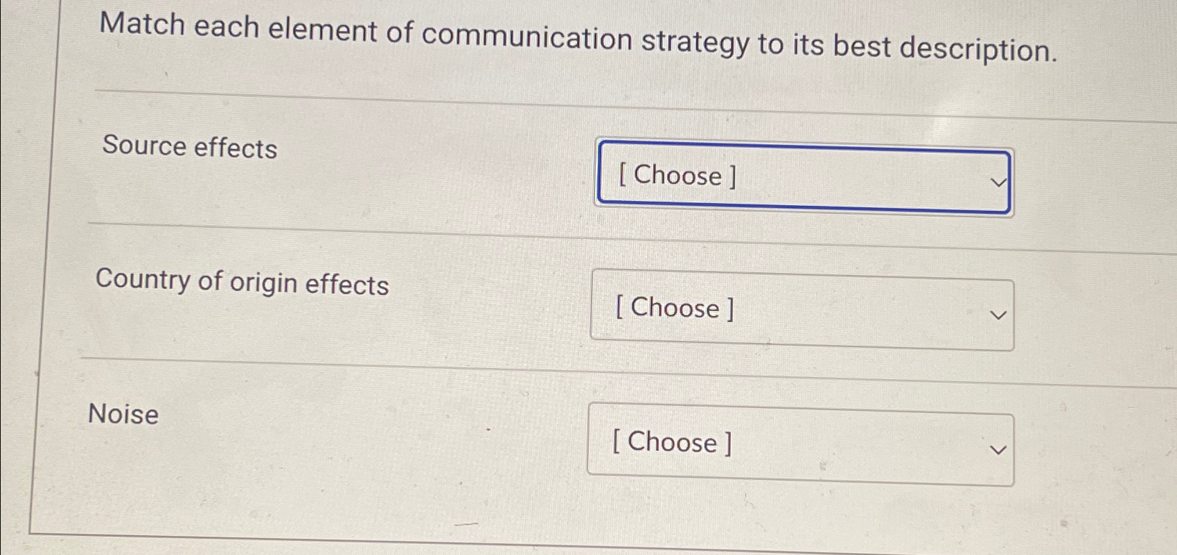 Solved Match each element of communication strategy to its | Chegg.com