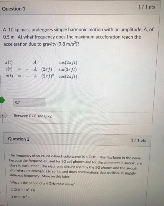 Solved A 10 kg mass undergoes simple harmonic motion with an | Chegg.com