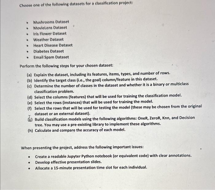 Solved Perform the following steps for your chosen dataset: | Chegg.com