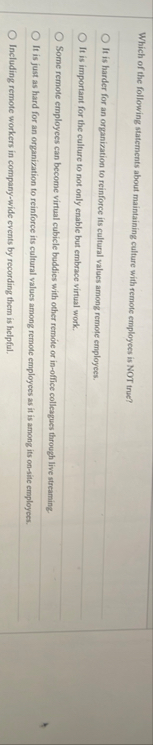 Solved Which of the following statements about maintaining | Chegg.com