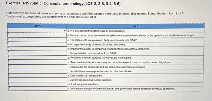 Solved Exercise 3-15 (Static) Concepts; terminology | Chegg.com