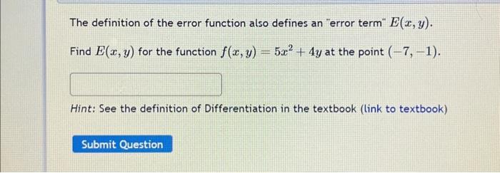 Solved The definition of the error function also defines an | Chegg.com
