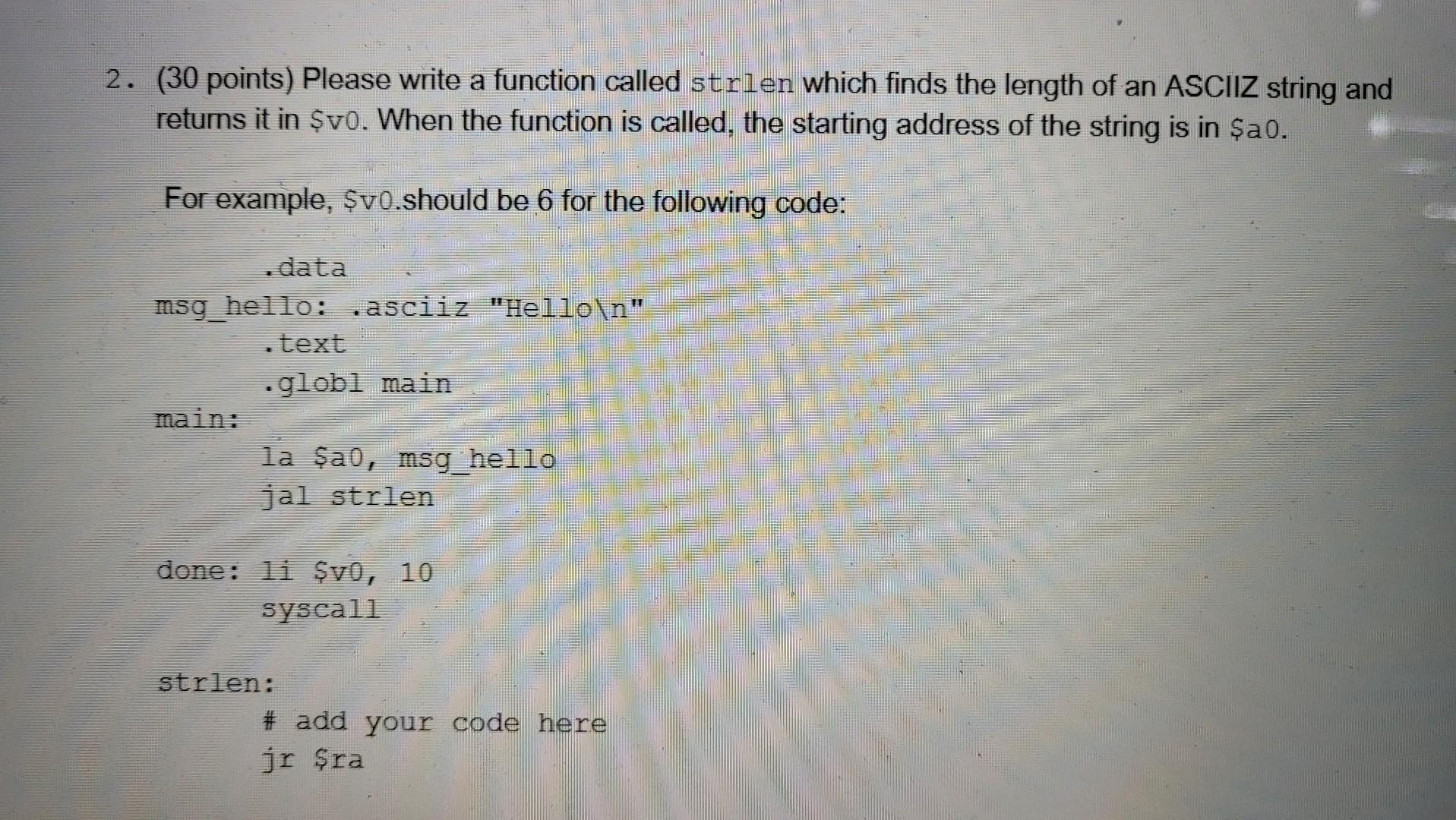 Solved 2 30 Points Please Write A Function Called Strlen 