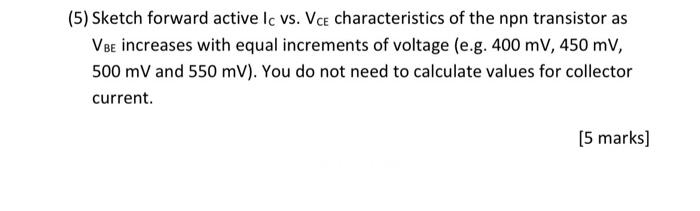 Solved (5) Sketch forward active Ic vs. Vce characteristics | Chegg.com