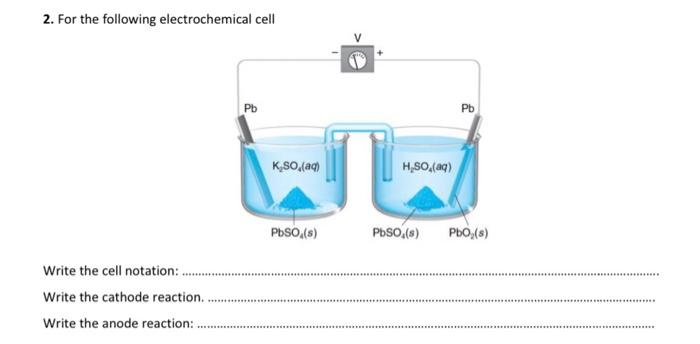 Solved 2. For the following electrochemical cell Write the | Chegg.com