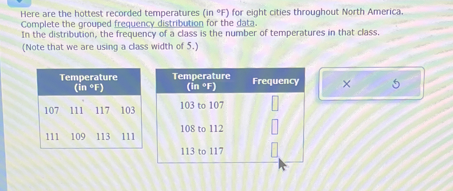 Solved Here are the hottest recorded temperatures (in °F ) | Chegg.com