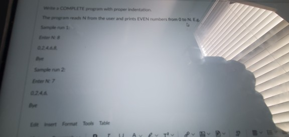 Solved COMPLETE program with proper indentation reads from | Chegg.com