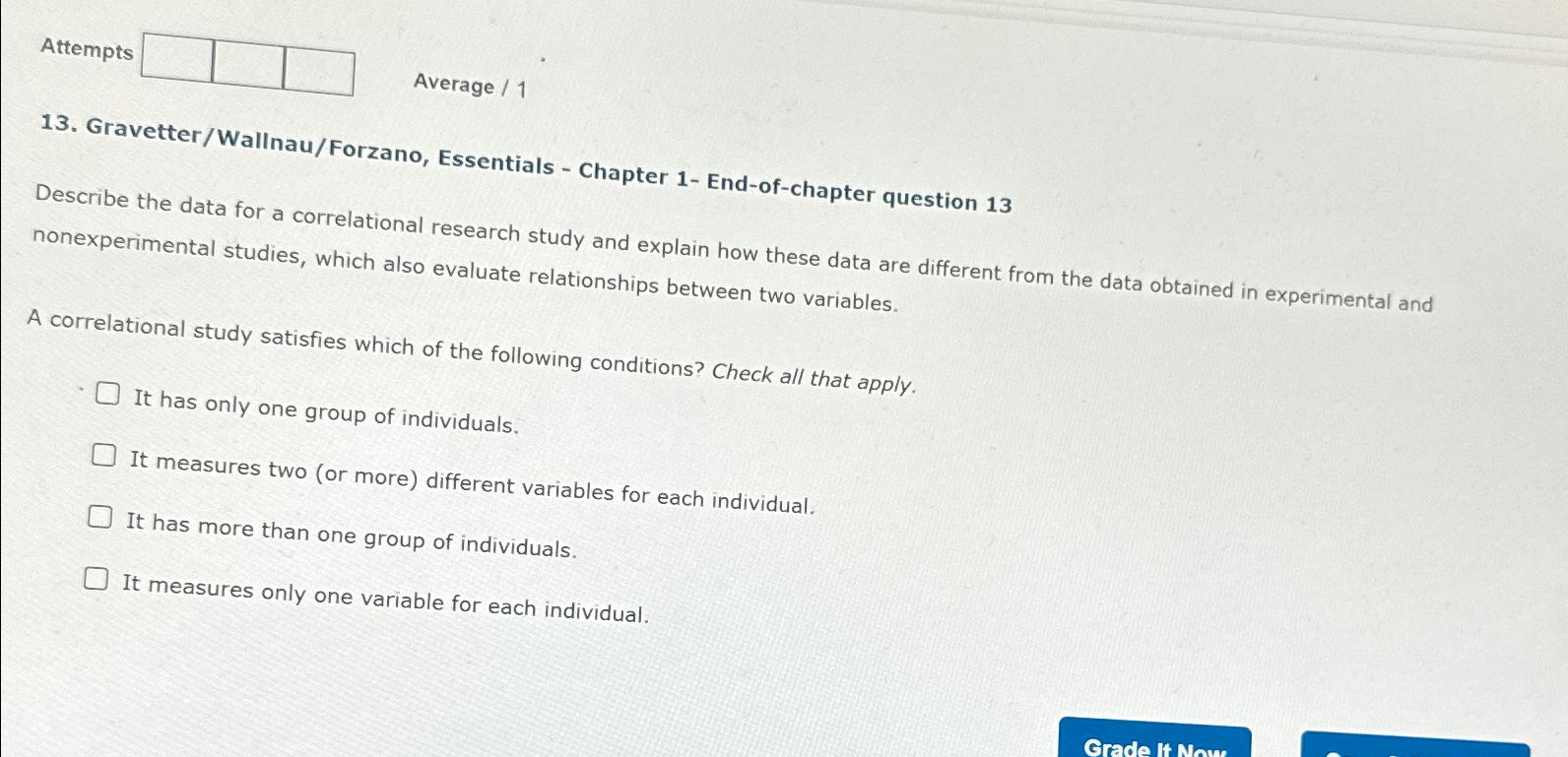 Solved Attempts Average / 113. ﻿Gravetter/Wallnau/Forzano, | Chegg.com