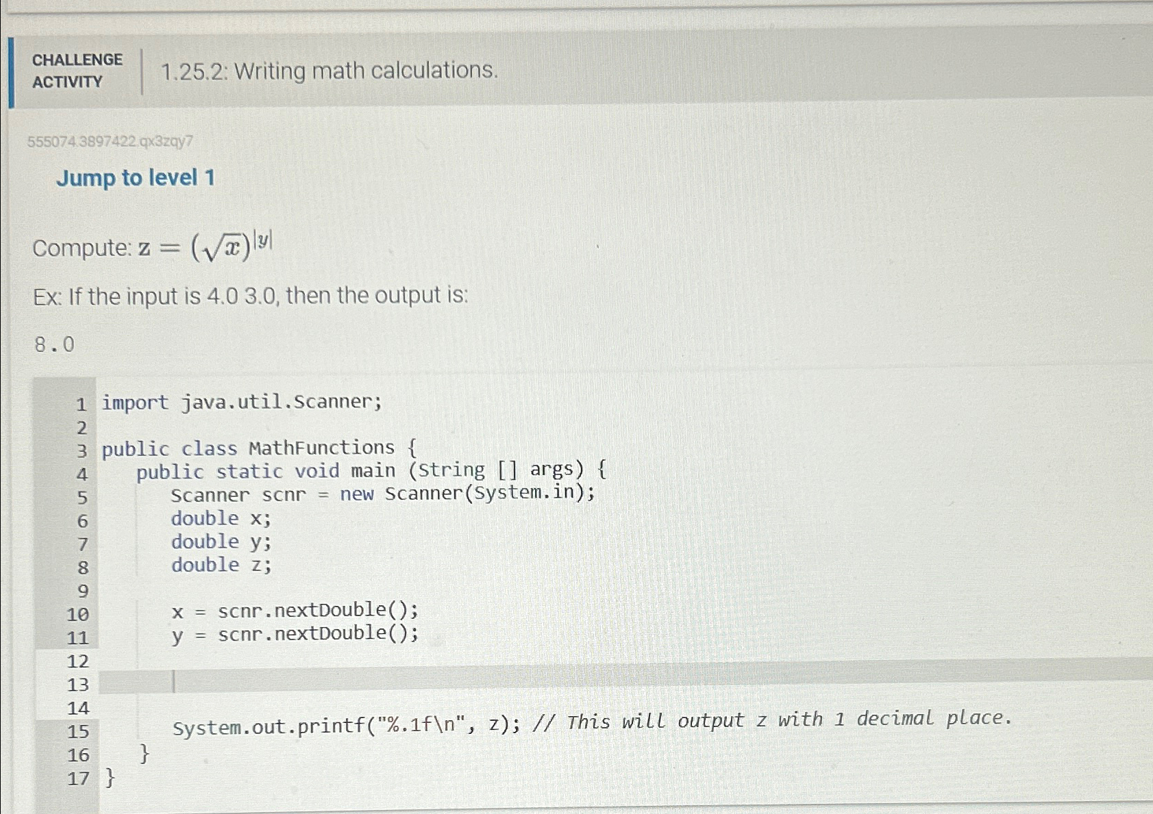 Solved CHALLENGE1.25.2: Writing math | Chegg.com