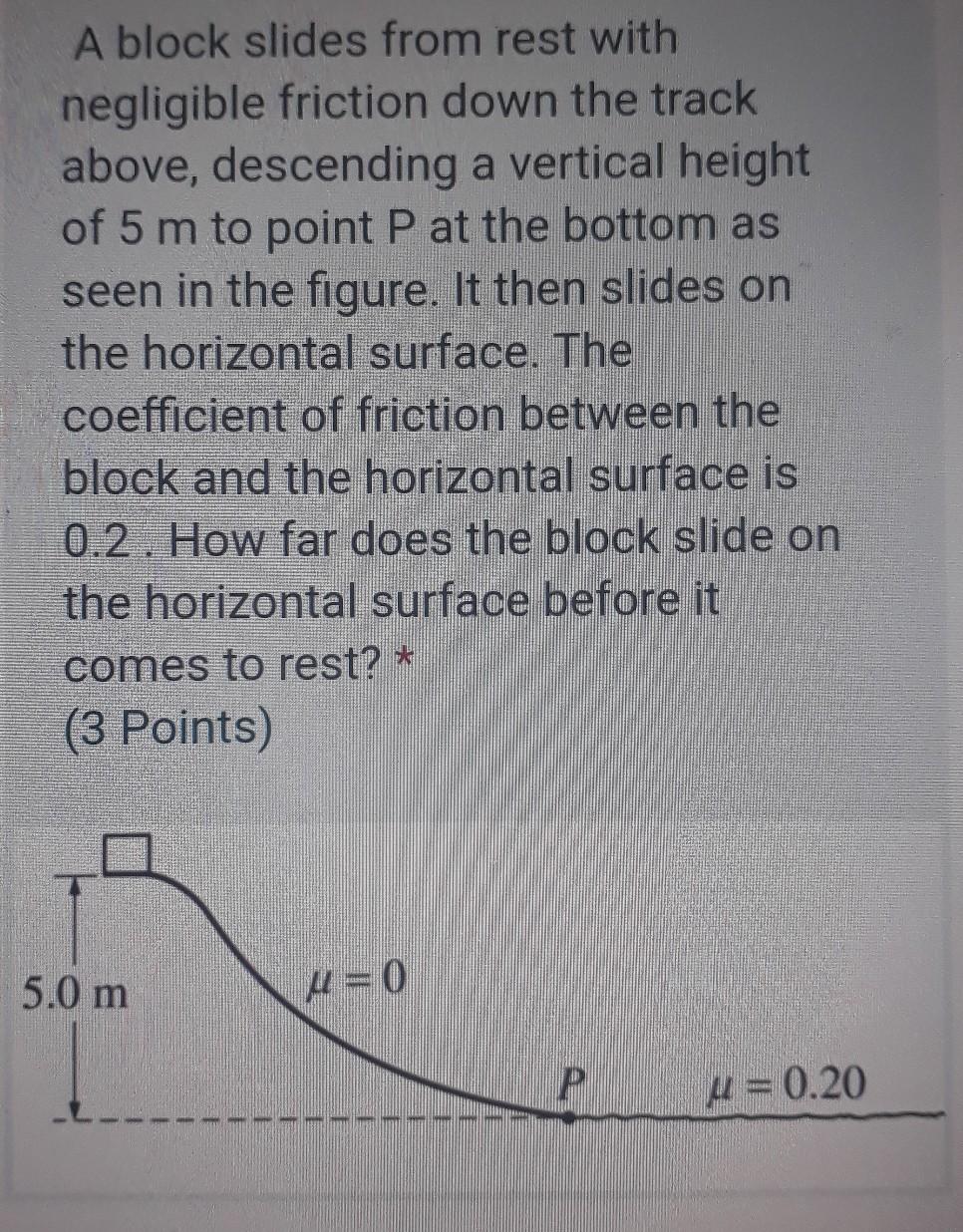 Solved A block slides from rest with negligible friction | Chegg.com