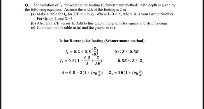 Solved Q.1 The variation of Iz, for rectangular footing | Chegg.com
