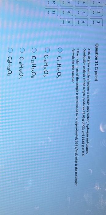 Solved Combustion Analysis Question 1 (1 point) Determine | Chegg.com