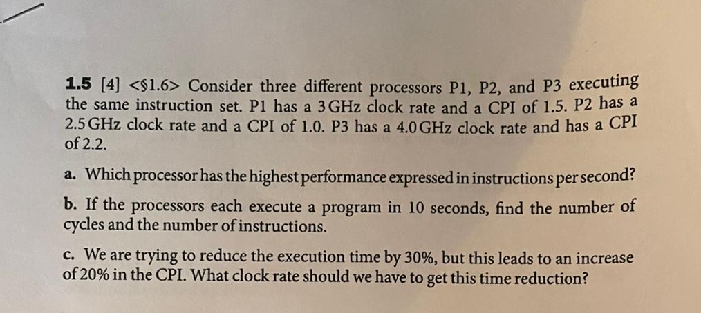 Solved 1.5[4] ﻿Consider three different processors P1, | Chegg.com