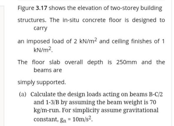 Solved Figure 3.17 shows the elevation of two-storey | Chegg.com