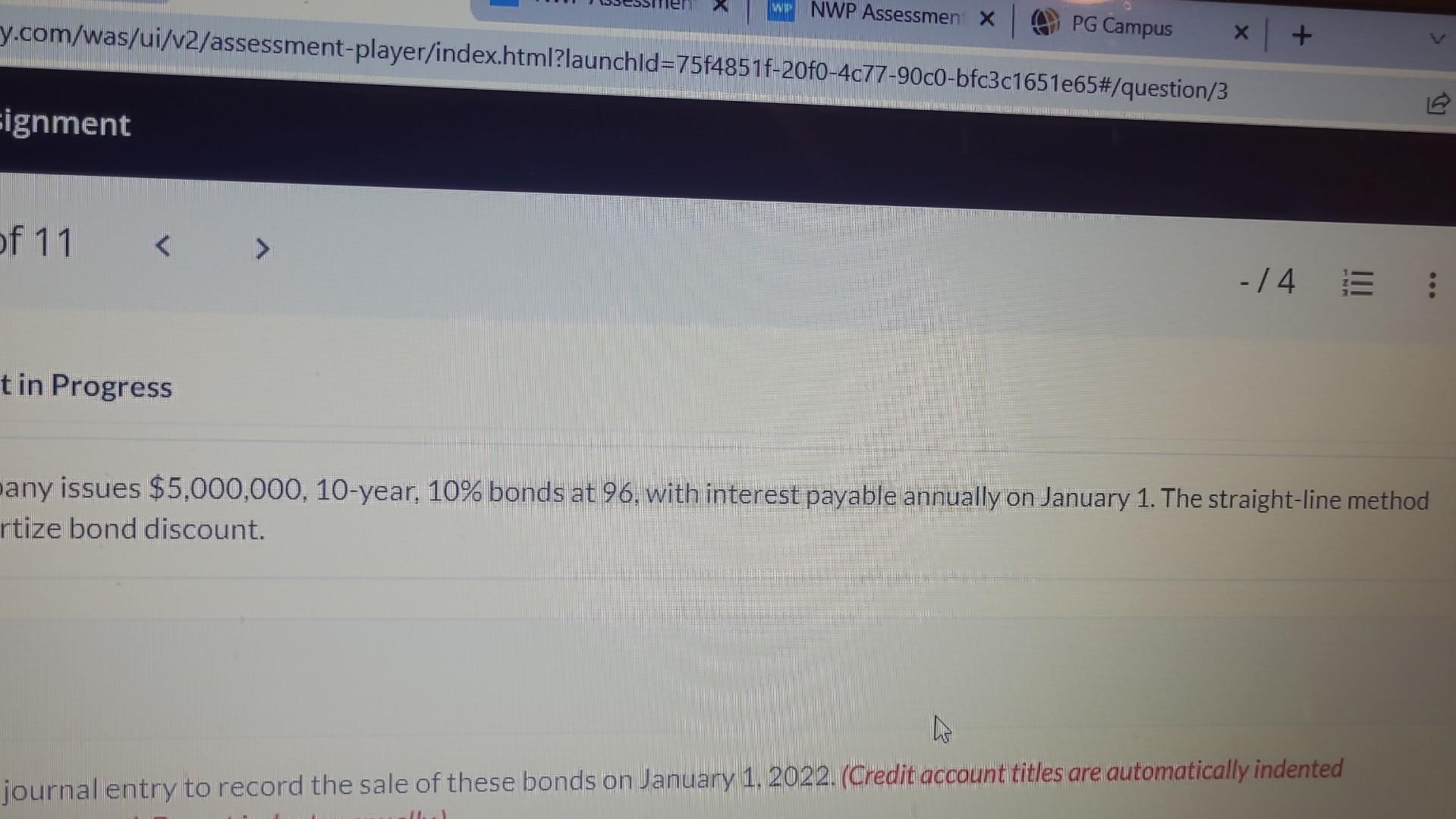 any issues $5,000,000,10-year, 10% bonds at 96, with | Chegg.com