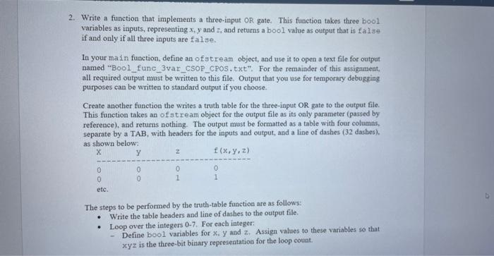 Solved 2. Write a function that implements a three-input OR | Chegg.com
