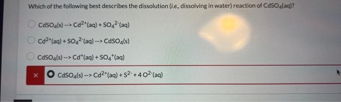 Solved Which of the following best describes the dissolution | Chegg.com
