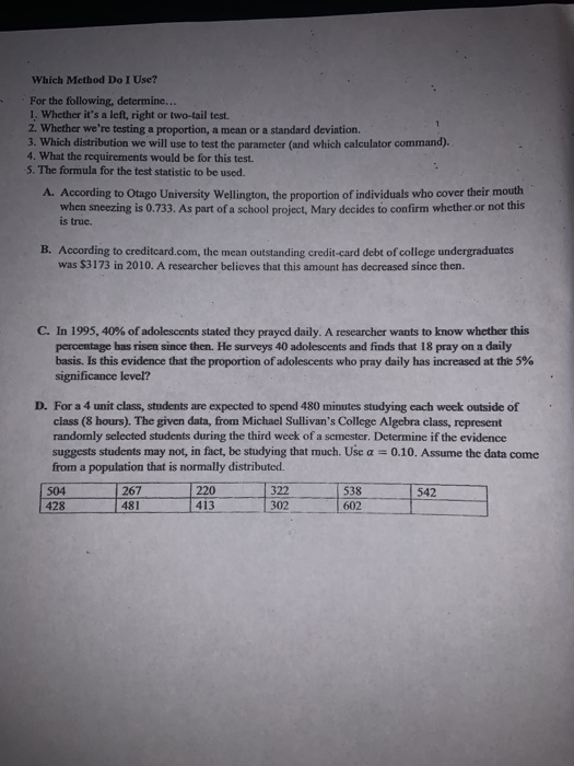 Solved Which Method Do I Use? For the following, | Chegg.com