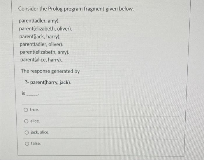 Solved Consider the Prolog program fragment given below. | Chegg.com Solved Consider the Prolog program fragment given below. | Chegg.com
