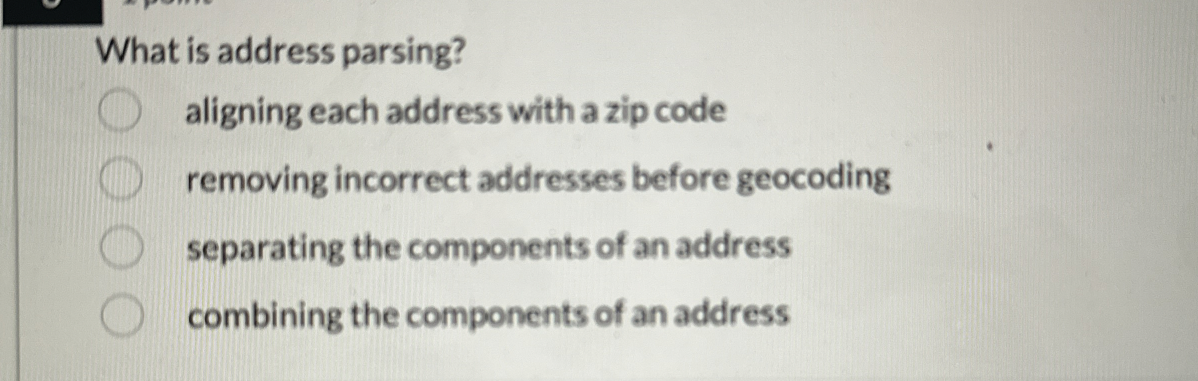 Solved What is address parsing?aligning each address with a | Chegg.com