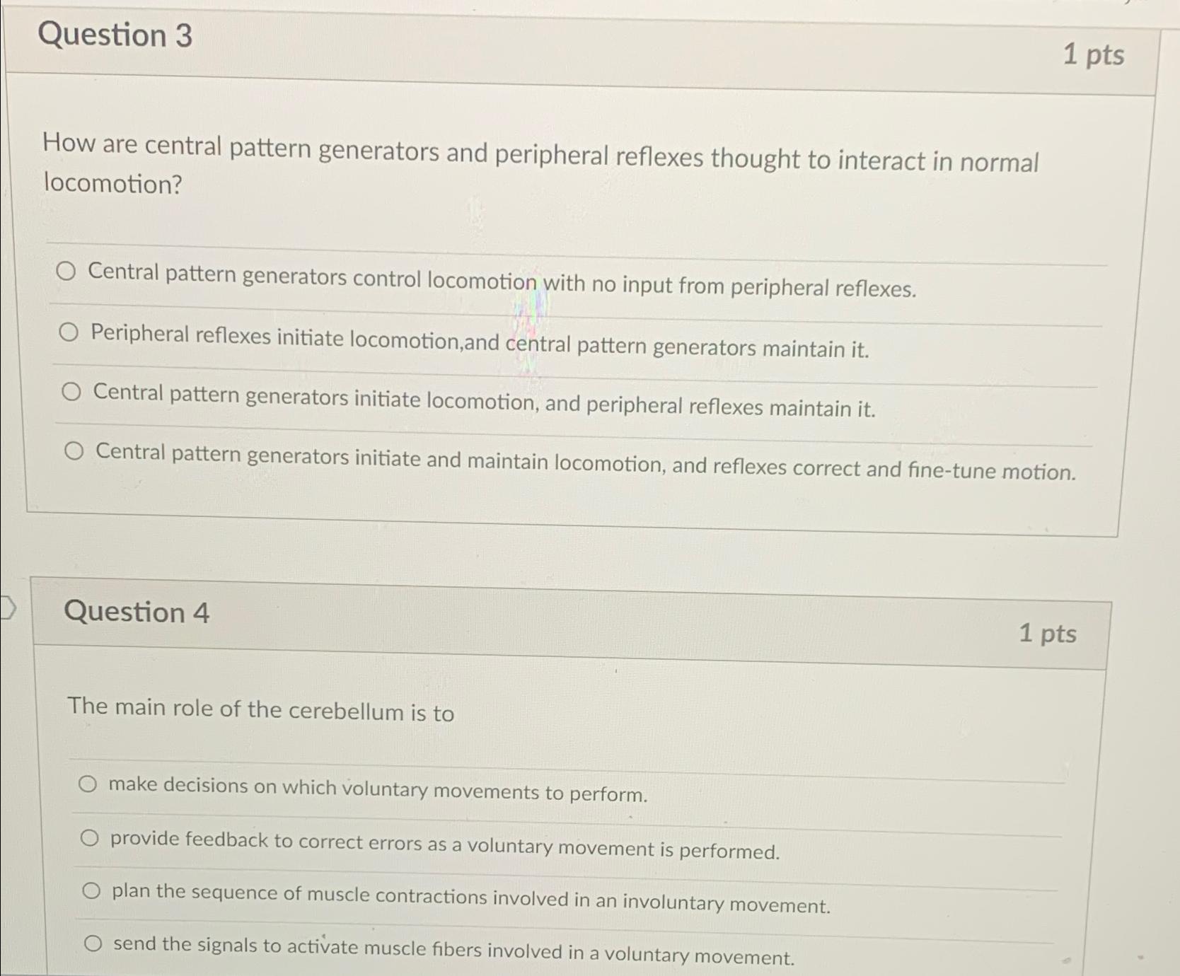 Solved Question 31ptsHow are central pattern generators and | Chegg.com