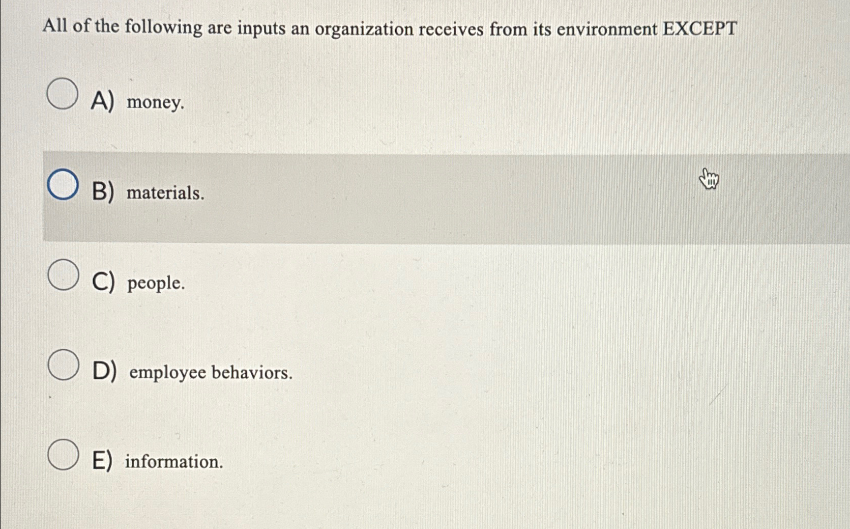 Solved All of the following are inputs an organization | Chegg.com