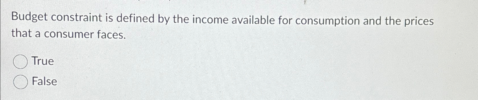 Solved Budget constraint is defined by the income available | Chegg.com