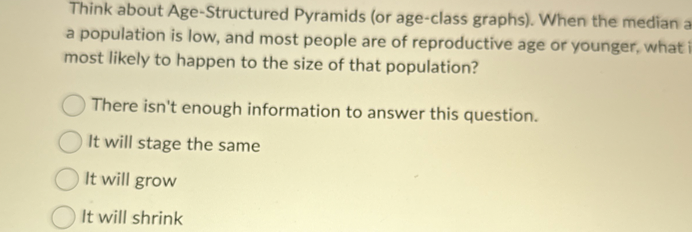 Solved Think about Age-Structured Pyramids (or age-class | Chegg.com