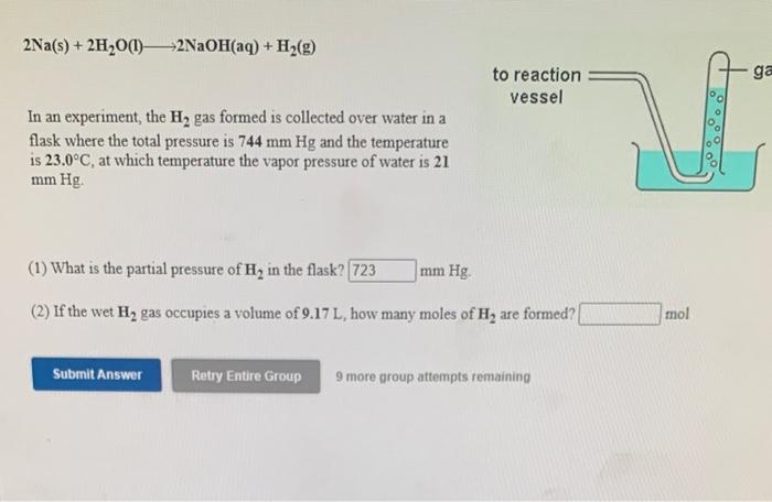 Solved 2Na(s) + 2H2O(1) 2NaOH(aq) + H2(g) ga to reaction | Chegg.com
