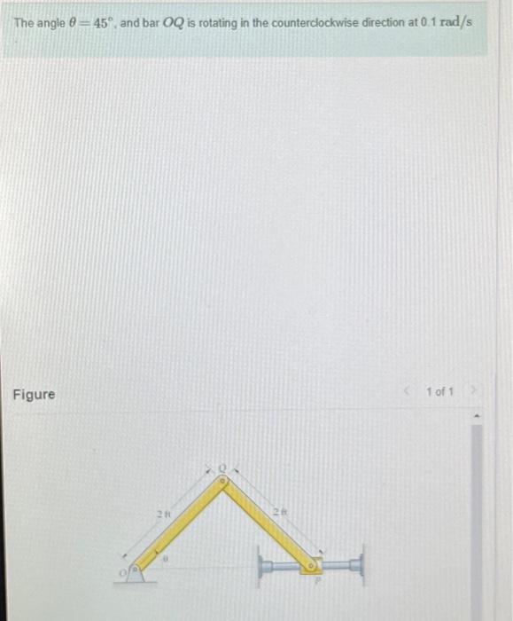 Solved The angle θ=45∘, and bar OQ is rotating in the | Chegg.com