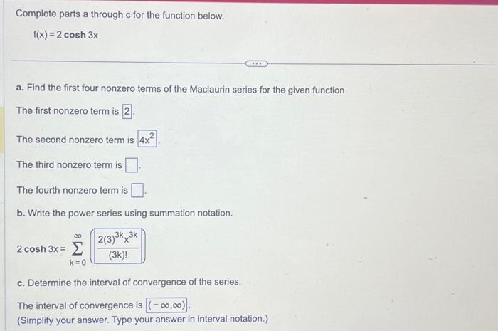 Solved Complete parts a through c for the function below. | Chegg.com