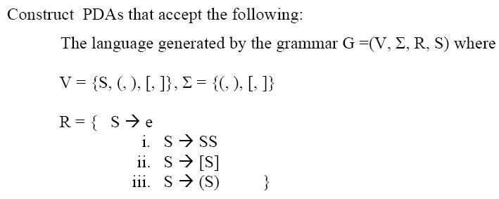 Solved Construct Pdas That Accept The Following The 