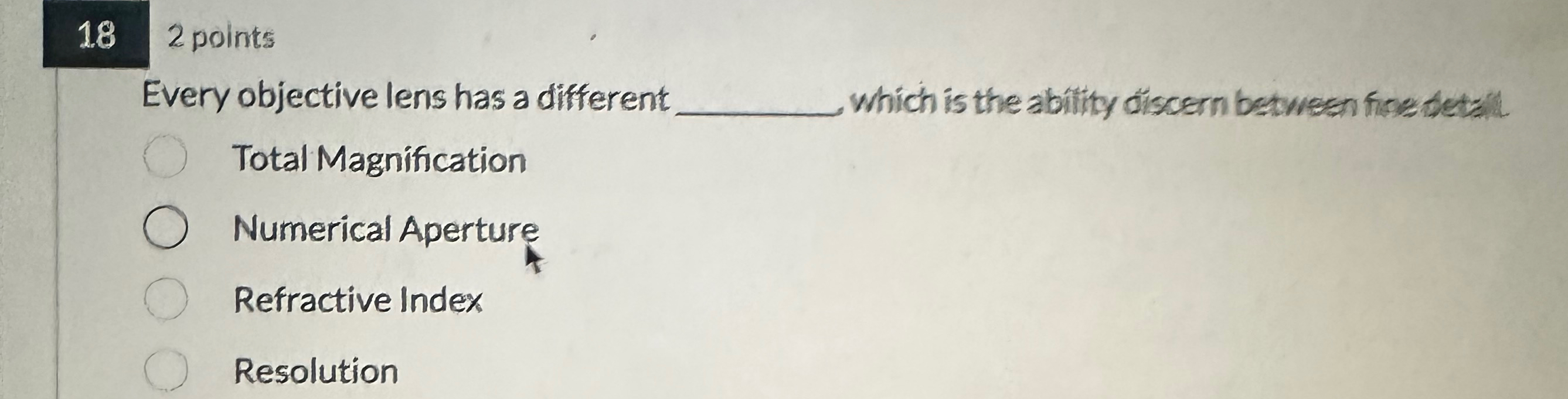 Solved Every Objective Lens Has A Different ﻿which Is The