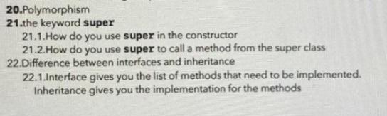 Solved 20.Polymorphism 21.the keyword super 21.1. How do you | Chegg.com