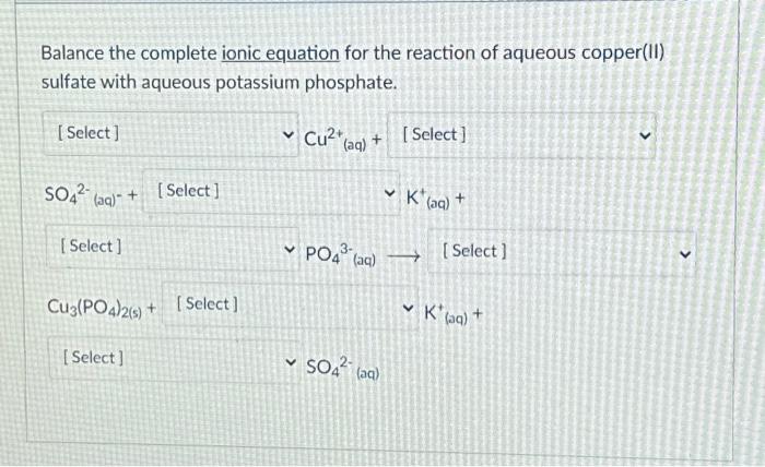 Solved Balance the complete ionic equation for the reaction | Chegg.com