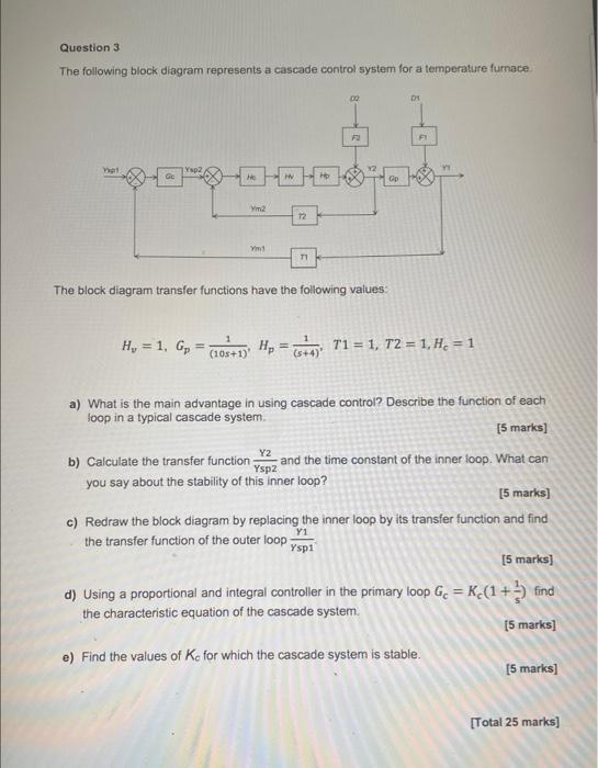 Solved Question 3 The following block diagram represents a | Chegg.com