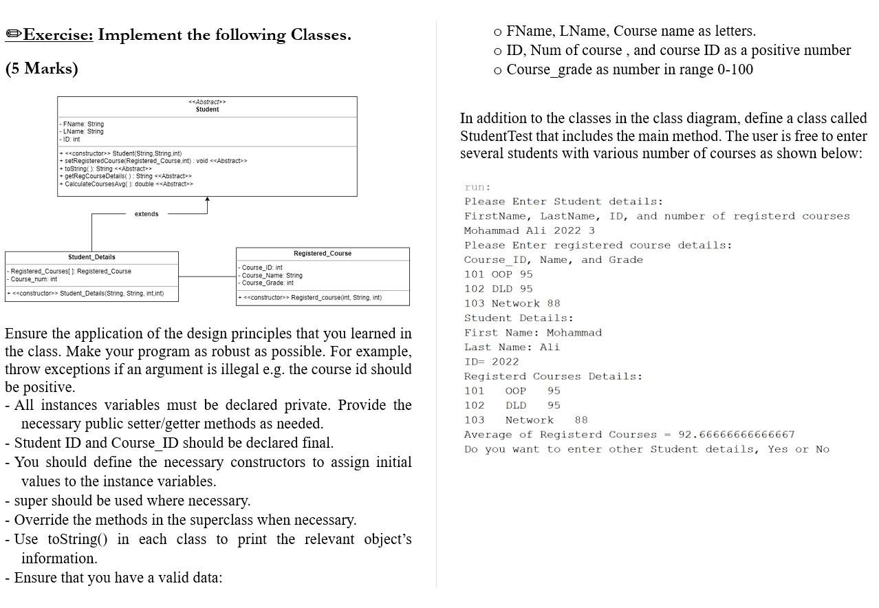Solved Exercise: Implement the following Classes. o FName, | Chegg.com Solved Exercise: Implement the following Classes. o FName, | Chegg.com