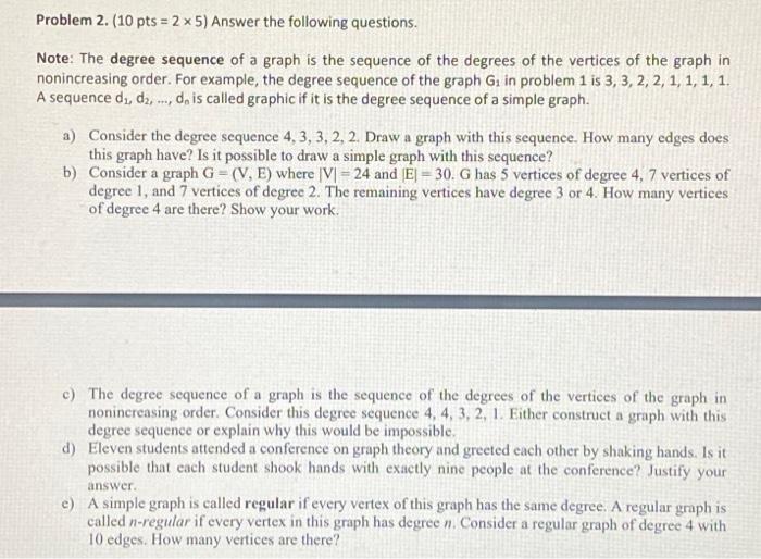 Solved Problem 2. (10pts=2×5) Answer the following | Chegg.com