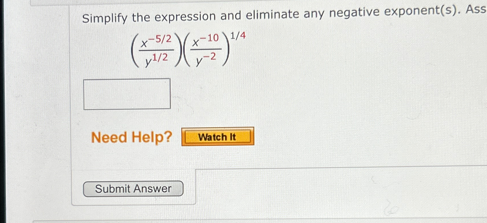 Solved Simplify the expression and eliminate any negative | Chegg.com