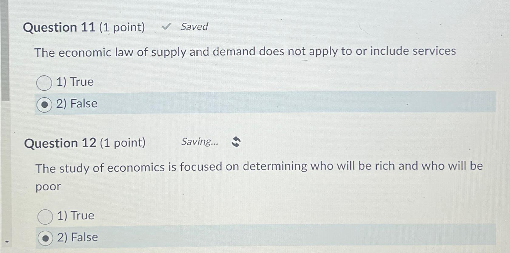 Solved Question 11 (1 ﻿point) ﻿SavedThe economic law of | Chegg.com