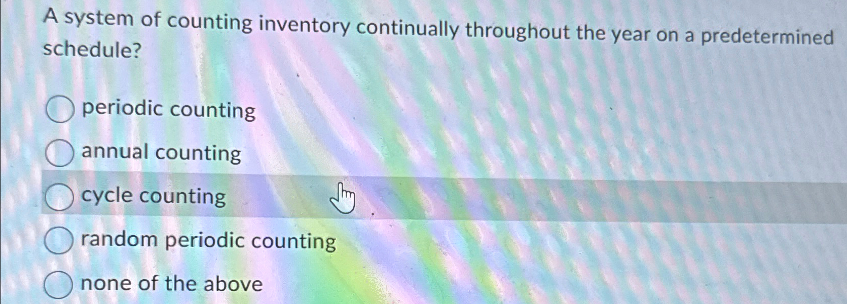 Solved A system of counting inventory continually throughout | Chegg.com